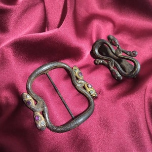 VERY Rare!! 18th ANTIQUE Javanese Mettalic Snake Belt Buckle & Slslid ...