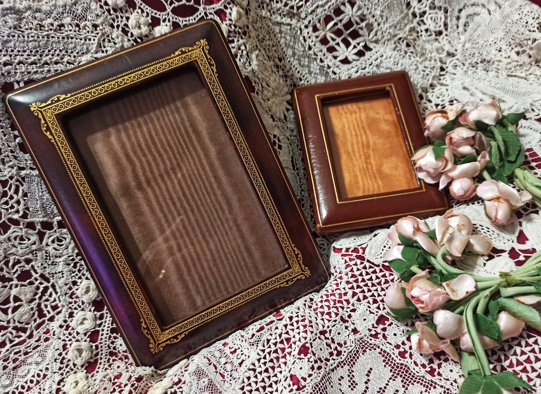 ITALIAN Leather Handmade Frame Made in Italy Set of Two Pieces Home ...