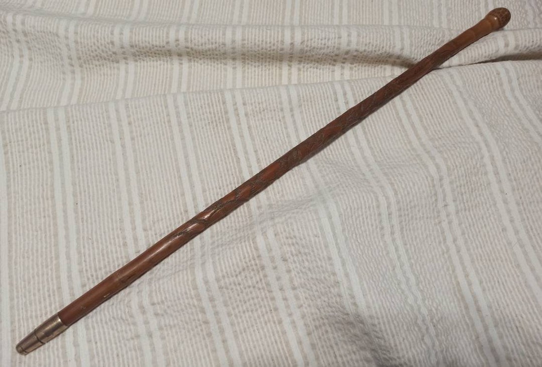 JAPANESE Meiji Period Walking Cane Hand Carved Bamboo Walking Stick ...