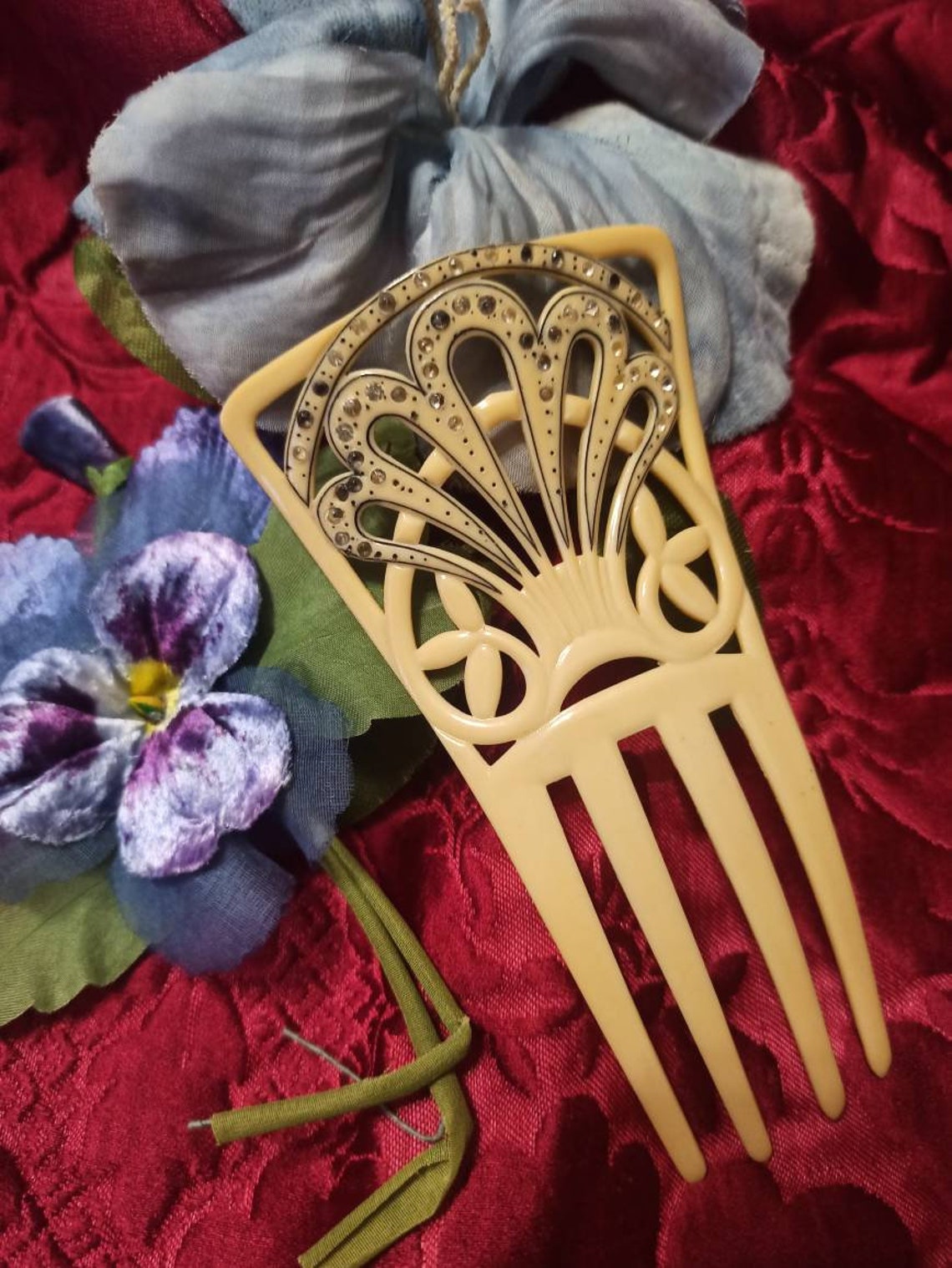 ART DECO 1920s Hair Comb Style Fan Celluloid Plastic - Etsy