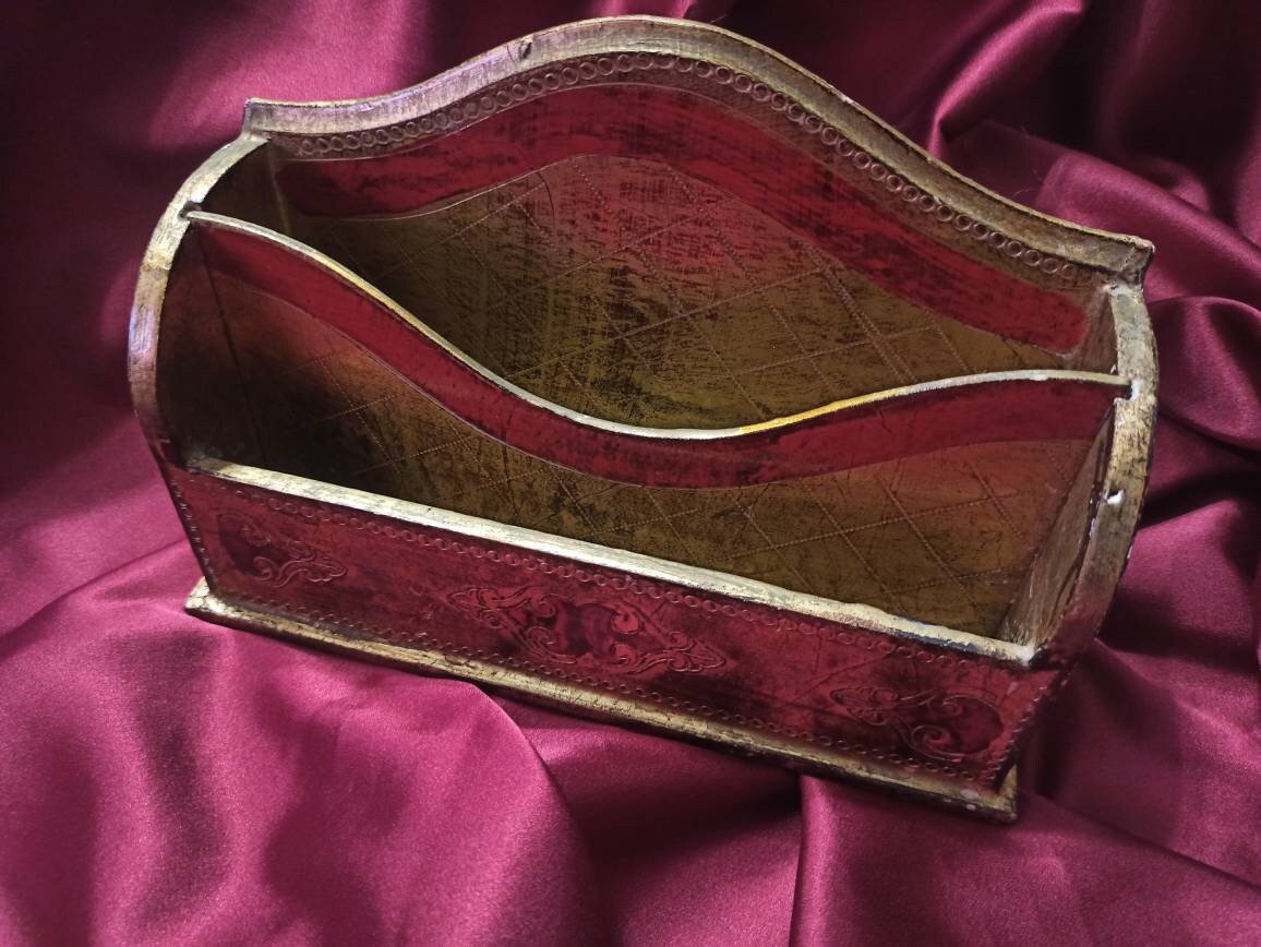 FLORENTINE Gold Vintage Letter Holder Wooden Italian Décor. - Etsy