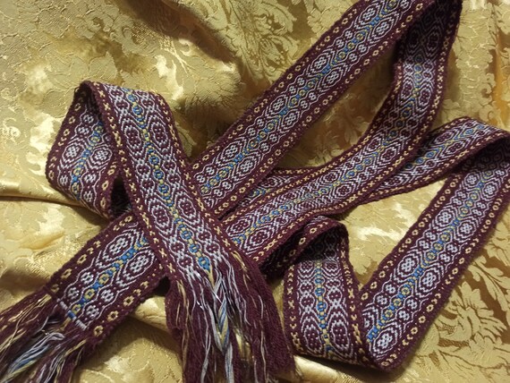 C1960s ROMANIAN Traditional Sash ~ Hand-loomed Sash w… - Gem