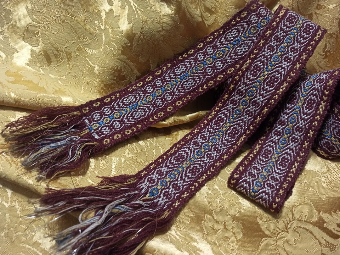 C1960s ROMANIAN Traditional Sash Hand-loomed Sash With Cotton & Gold ...