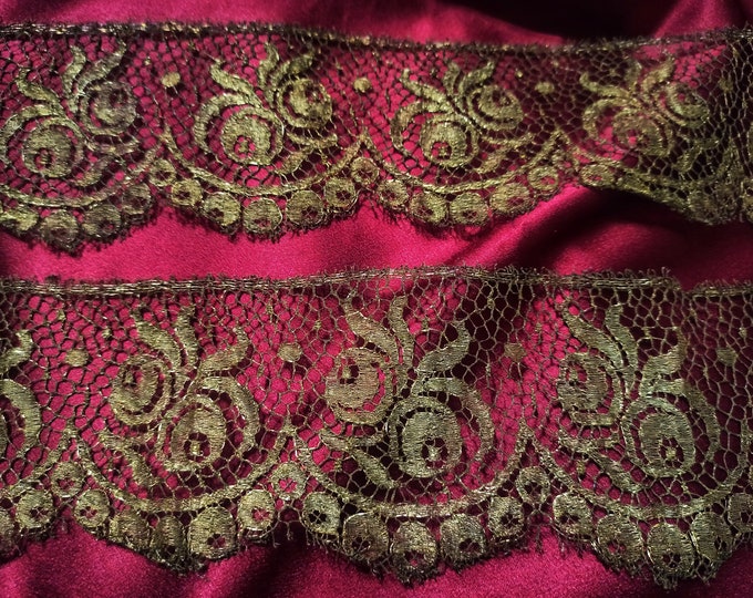 Gold Lace Fabric, Gold Lace , Alencon Lace in Gold, Wedding Dress Lace ...