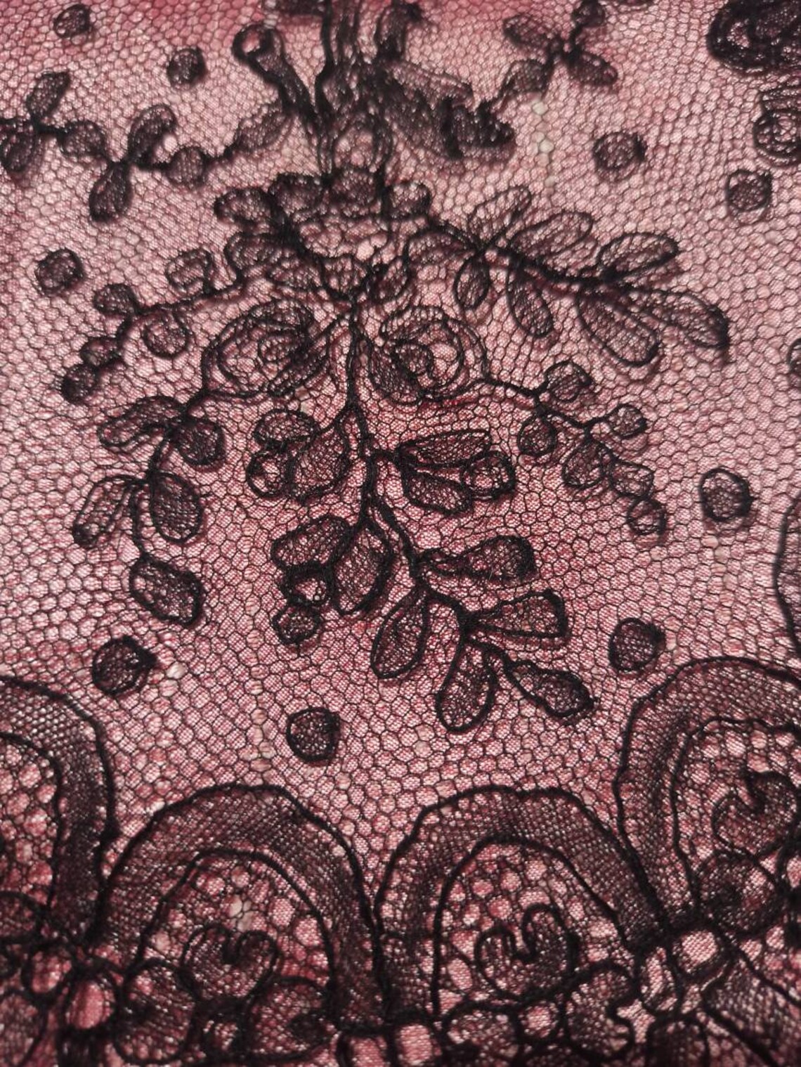 CHANTILLY Bayeux Lace C1860s French Handmade Black SILK Lace - Etsy