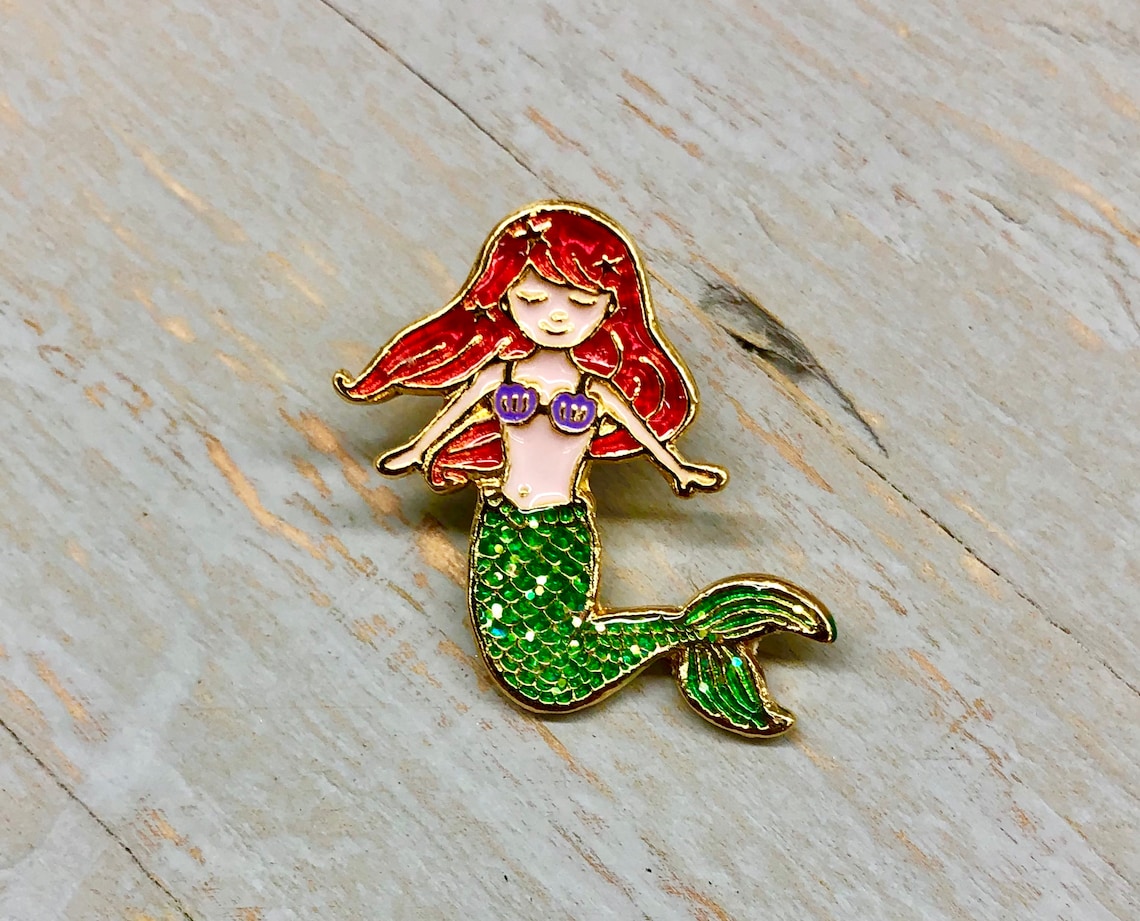 Mermaid Pin, Mermaid Enamel Pin, Mermaids, Ocean, Beach, Waves, Water ...