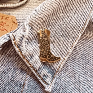 Cosmic Cowgirl Enamel Boot Pin - Serpent Crescent Moon - Black, Blush ...