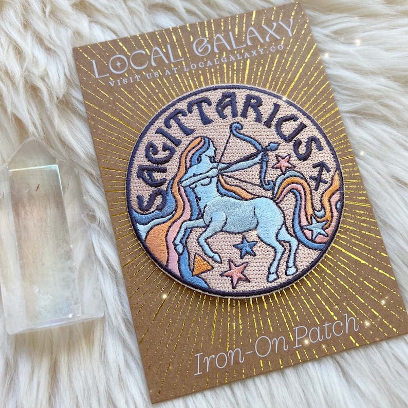 Zodiac Iron On Patch 70s Art Nouveau Boho Embroidered Etsy