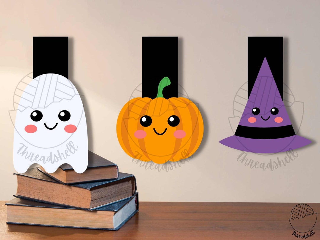 Printable Magnetic Bookmark - PNG - Halloween - Ghost - Witch Hat ...