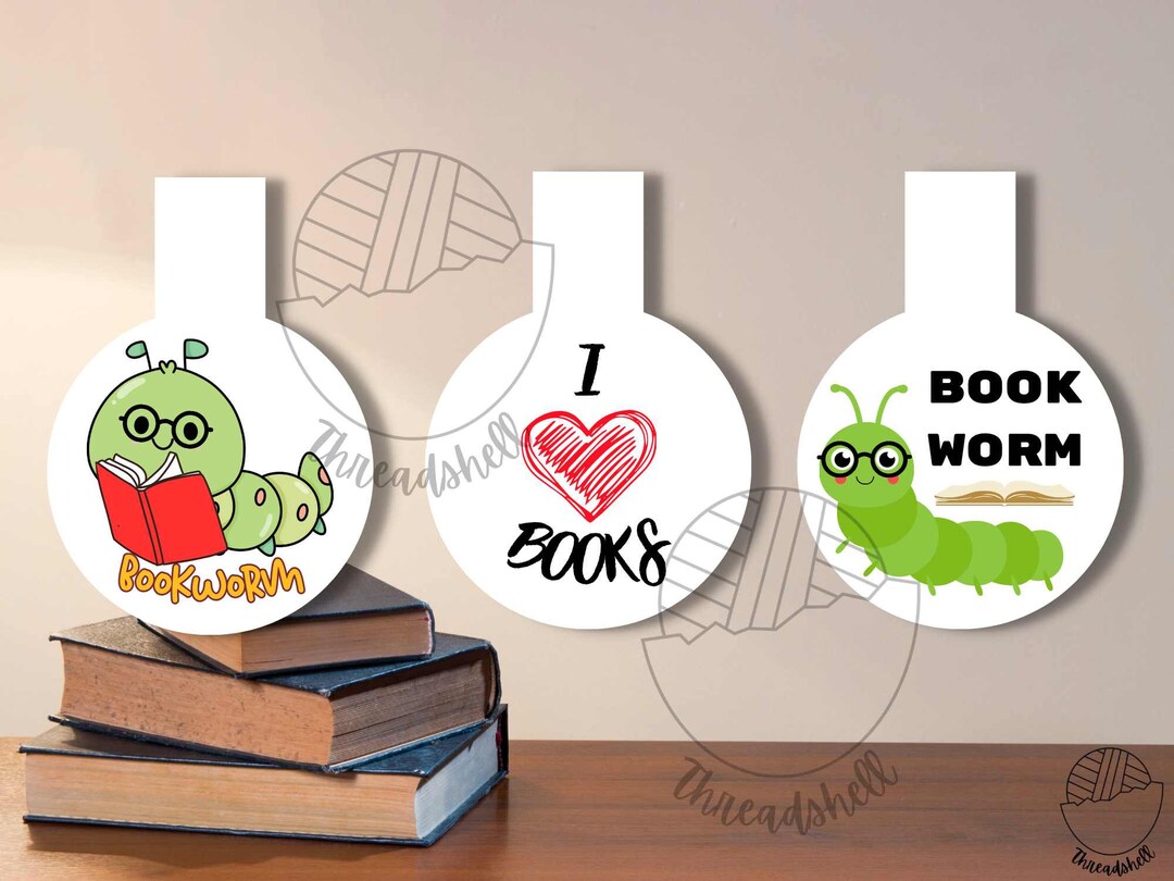 Printable Magnetic Bookmark - PNG - Bookworm - Love Books - Etsy