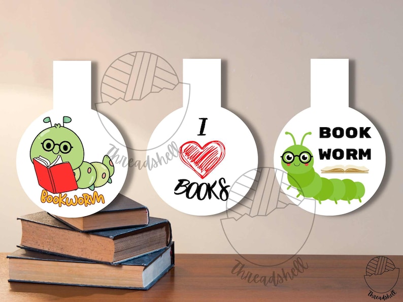 Printable Magnetic Bookmark - PNG - Bookworm - Love Books - Etsy