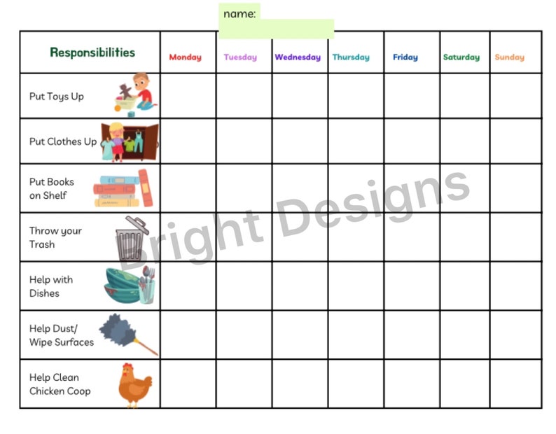Kids Weekly Routine Chart, Visual Chart and Customizable - Etsy