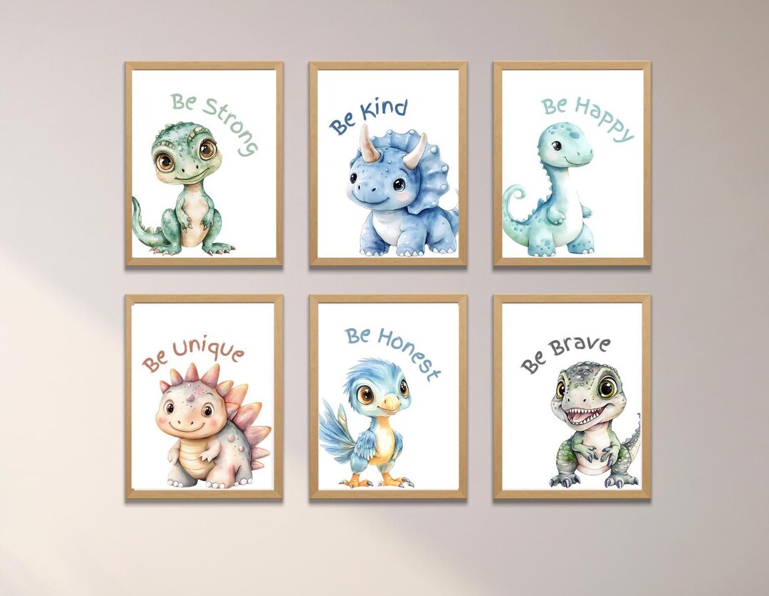 Dinosaur Printable Wall Art, Set of 6, Wall Art Dino Nursery Decor ...