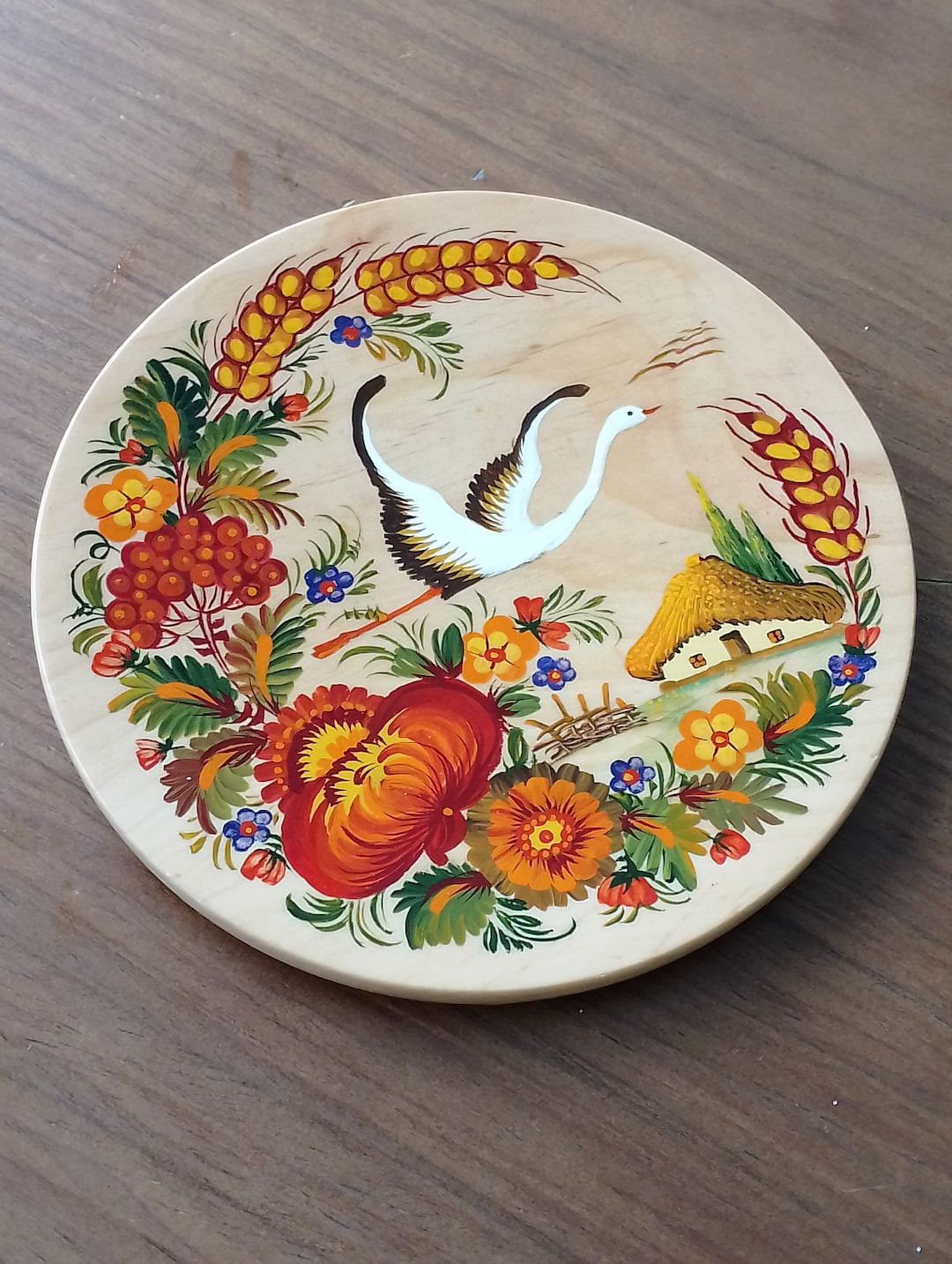 Small Wood Plate D 16 Cm, Painted in Traditional Ukrainian Style ...