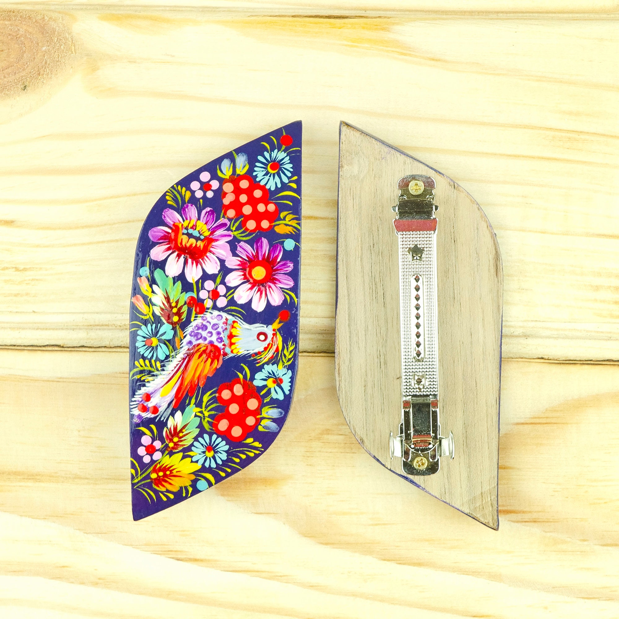 Wooden Decorative Hair Cliphair Accessorieshand Painted Hair - Etsy