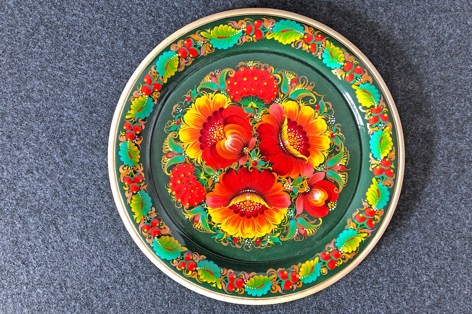 Decorative Wood Plate With Hand-paintedwall Plate Made of - Etsy