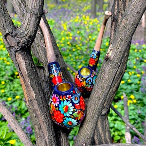 Wooden Decorative Short Smoking Pipe Fancy Purple Short Tobacco Pipe ...