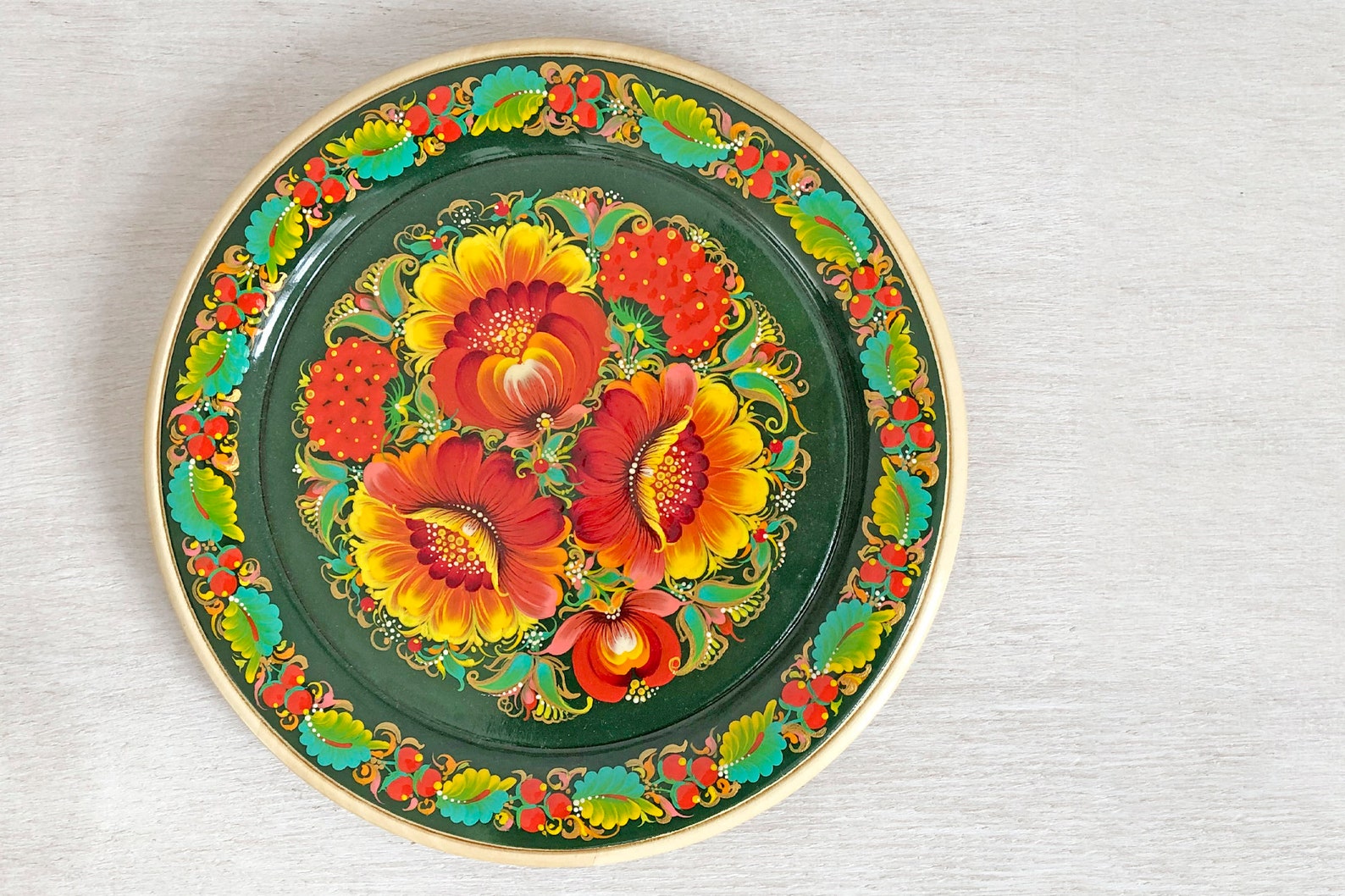 Decorative Wood Plate With Hand-paintedwall Plate Made of - Etsy