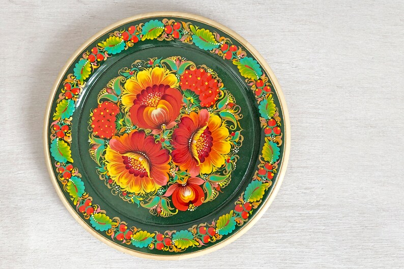 Decorative Wood Plate With Hand-paintedwall Plate Made of - Etsy