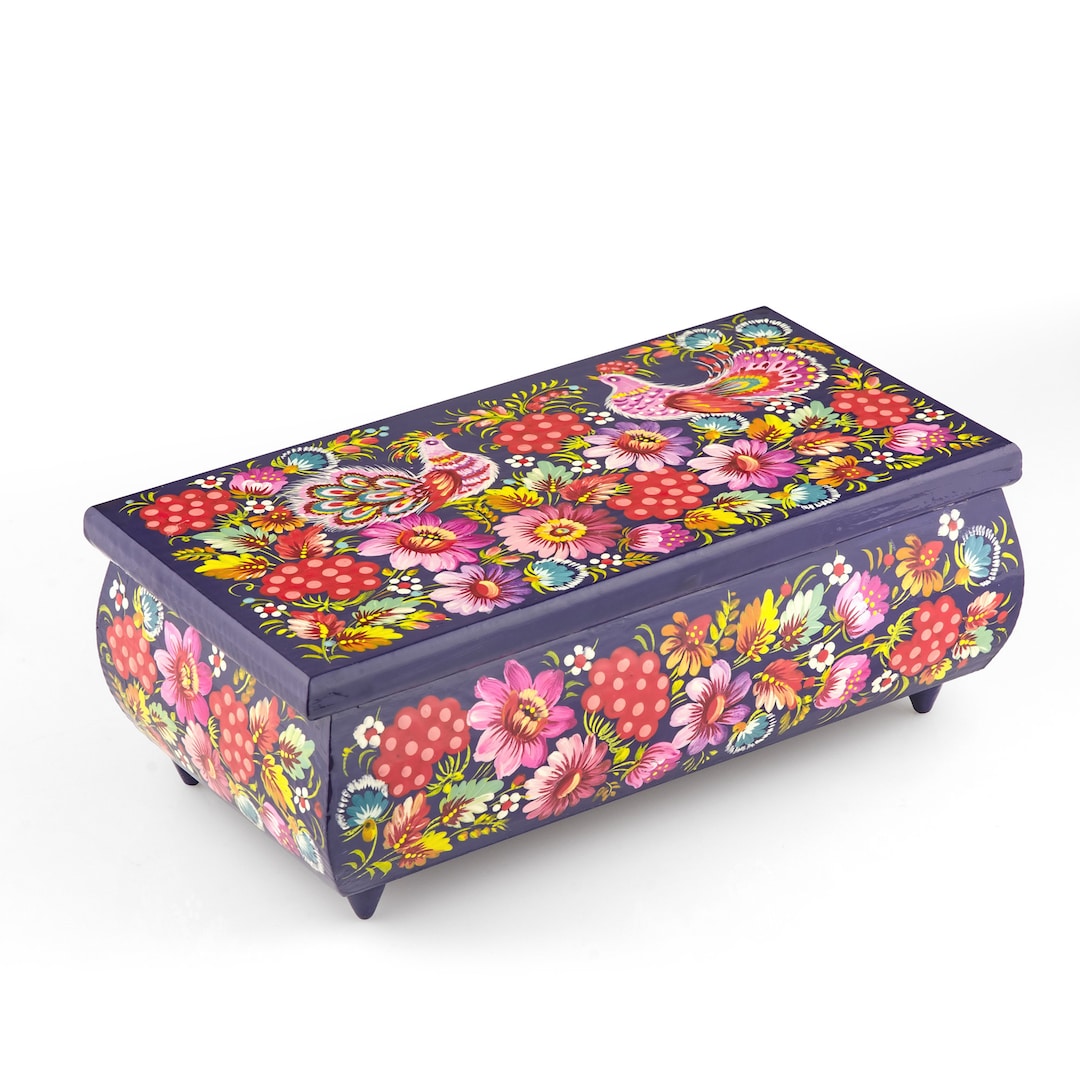 Large Decorative Wood Jewelry Box Exclusive Rectangular - Etsy