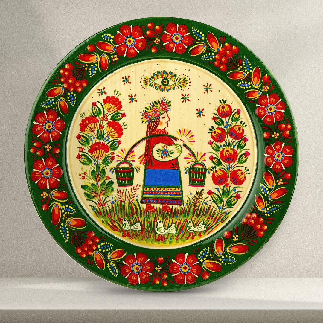 Traditional Ukrainian Plate "Несе Галя воду"|wooden Decorative Large ...