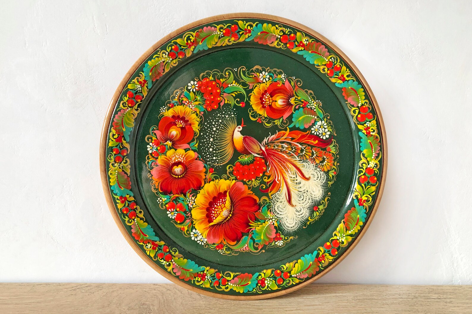 Decorative Wood Plate With Hand-paintedwall Plate Made of - Etsy