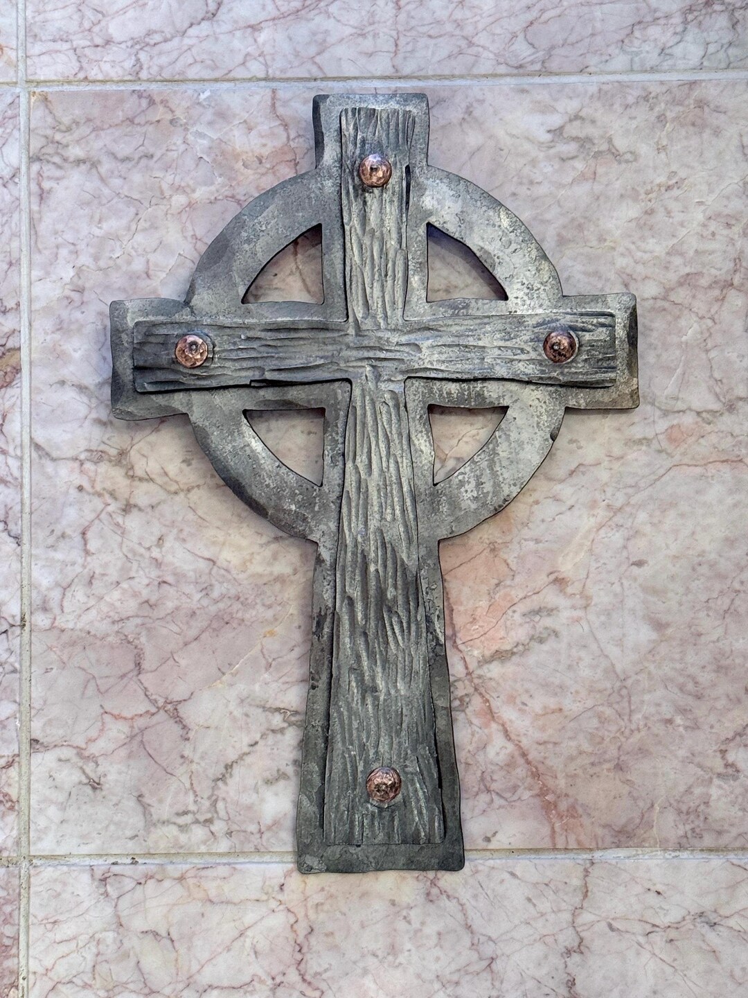 Hand Forged Steel Cross With Copper Rivets - Etsy