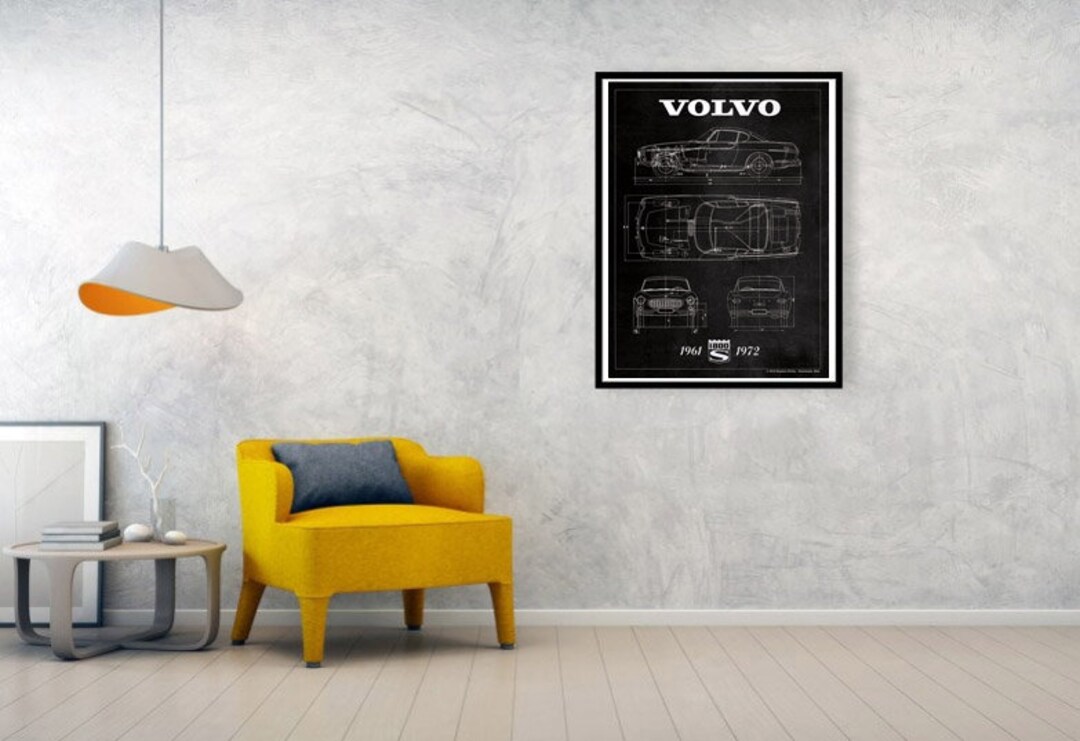 Vintage Volvo P1800 Coupe Blueprint Art Print #3 - Etsy