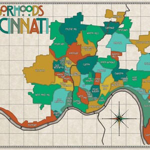 Cincinnati Neighborhoods Art Print - Etsy