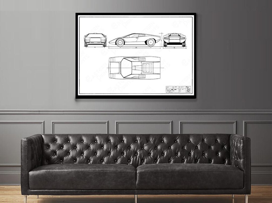 Classic Lamborghini Countach "periscopo" Blueprint Art Print 1971 ...