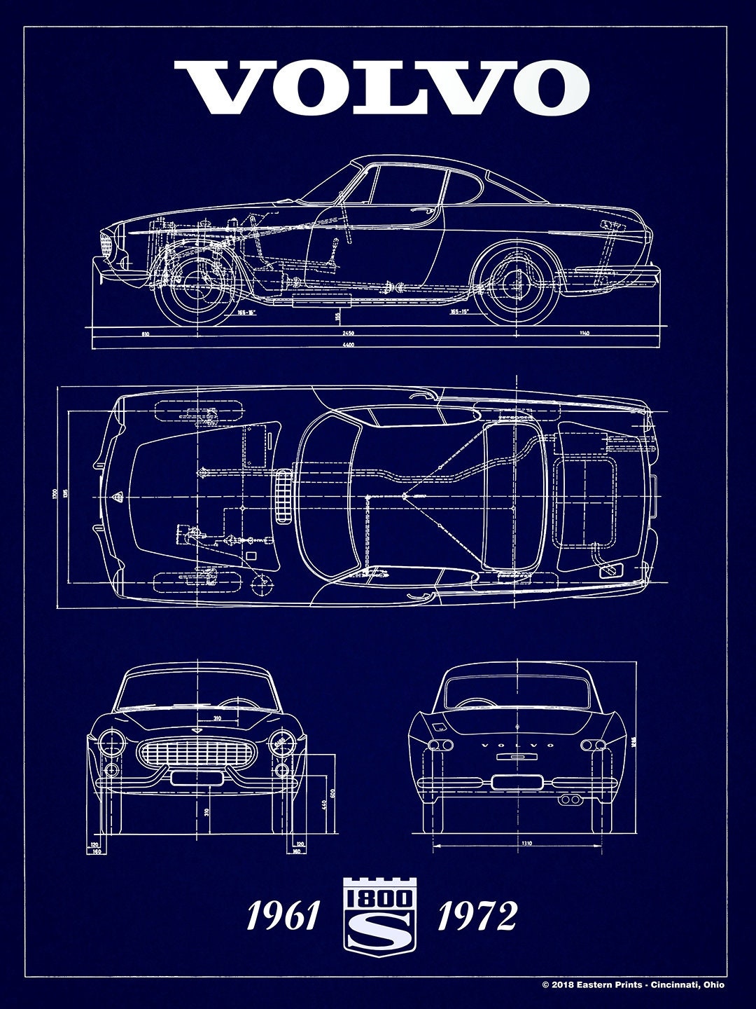 Vintage Volvo P1800 Coupe Blueprint Art Print #3 - Etsy