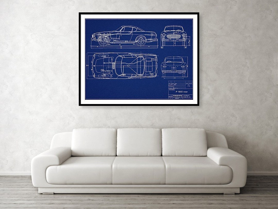 Vintage Volvo P1800 Coupe Blueprint Art Print - Etsy