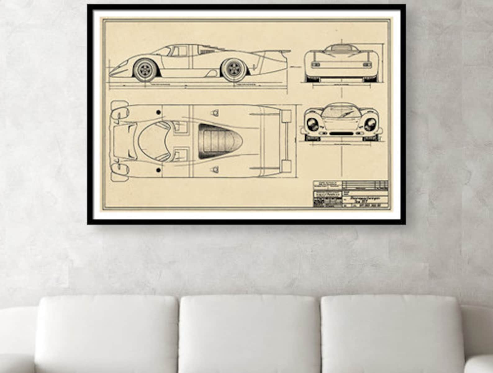1969 Porsche 917 LH Blueprint Art Print - Etsy