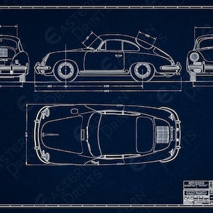 Classic Porsche 356C Coupe Blueprint Art Print - Etsy