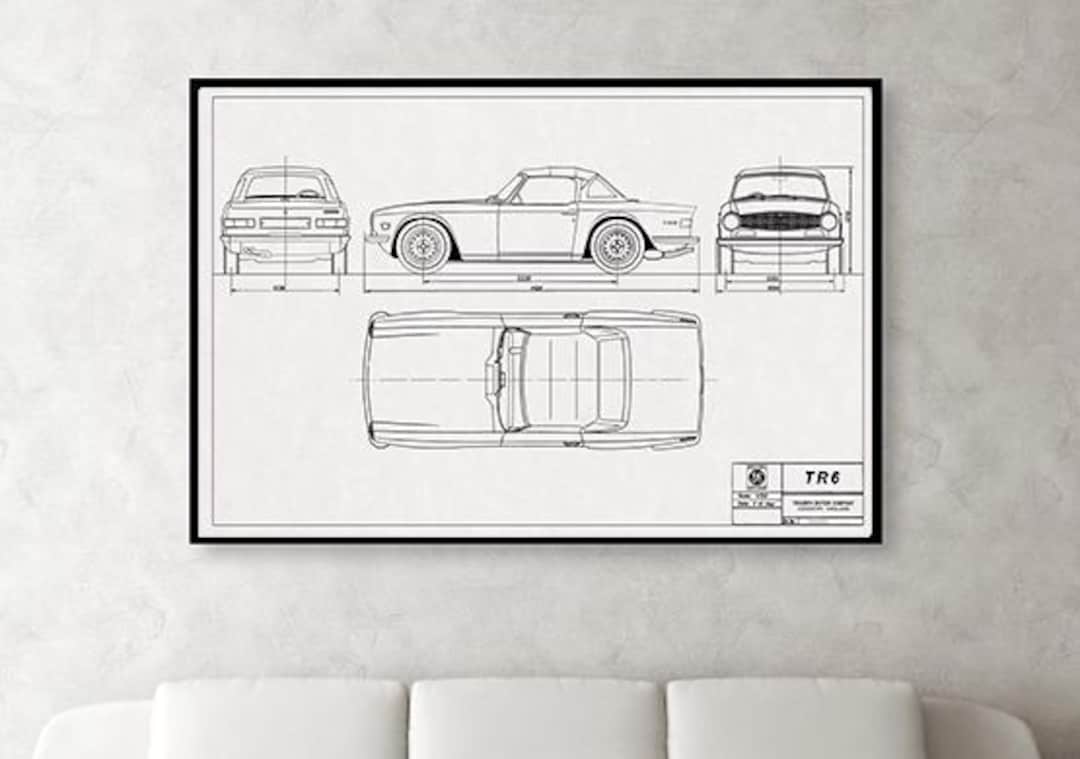 Classic Triumph TR6 Roadster Blueprint Art Print - Etsy