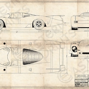 1969 Porsche 917 LH Blueprint Art Print - Etsy