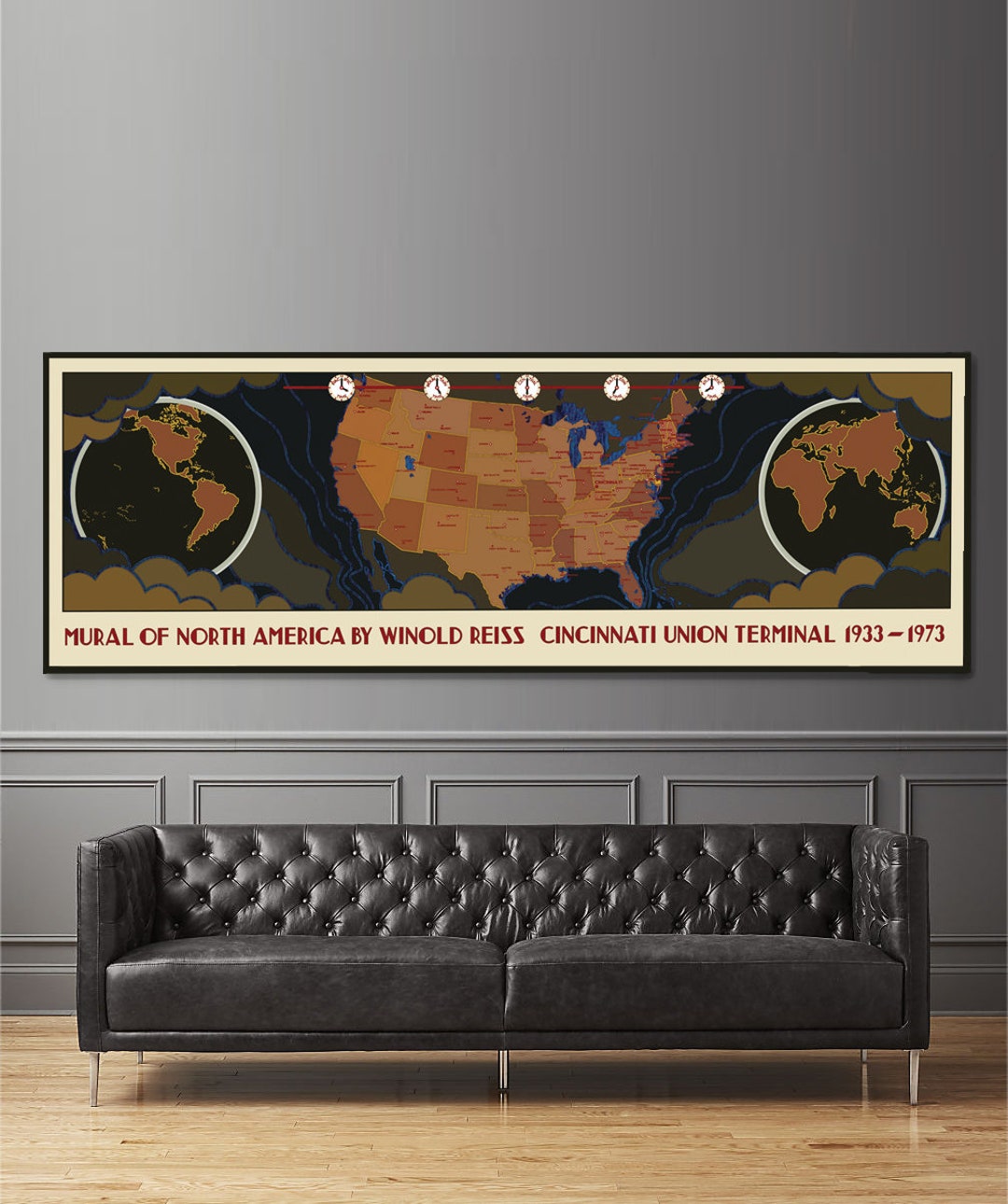 US Map Mural Reproduction From Union Terminal Cincinnati - Etsy