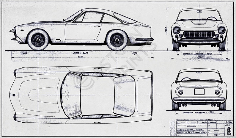 Vintage Ferrari 250 GT Lusso Art Print - Etsy