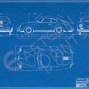 Classic Porsche 356/2 Stuttgart Coupe Blueprint Art Print - Etsy