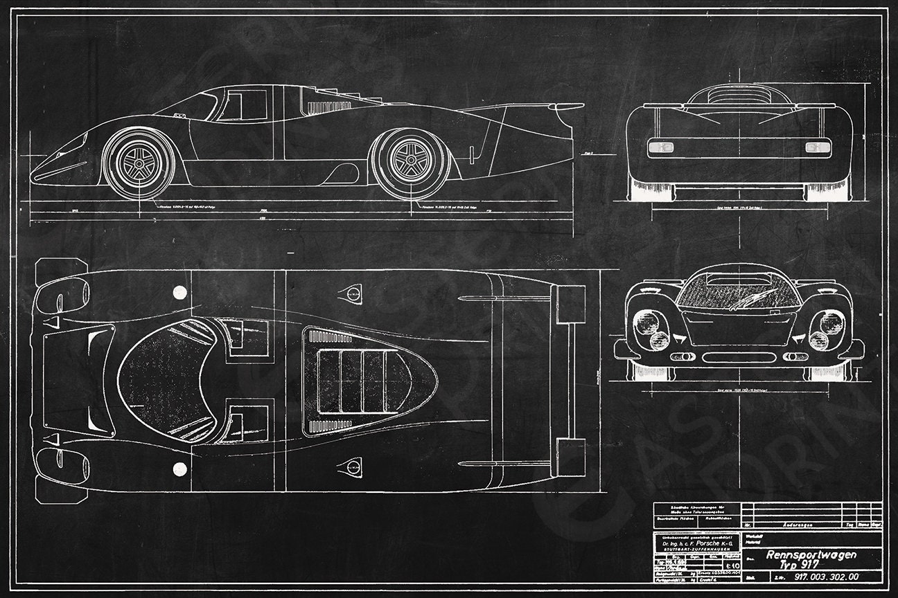 1969 Porsche 917 LH Blueprint Art Print - Etsy