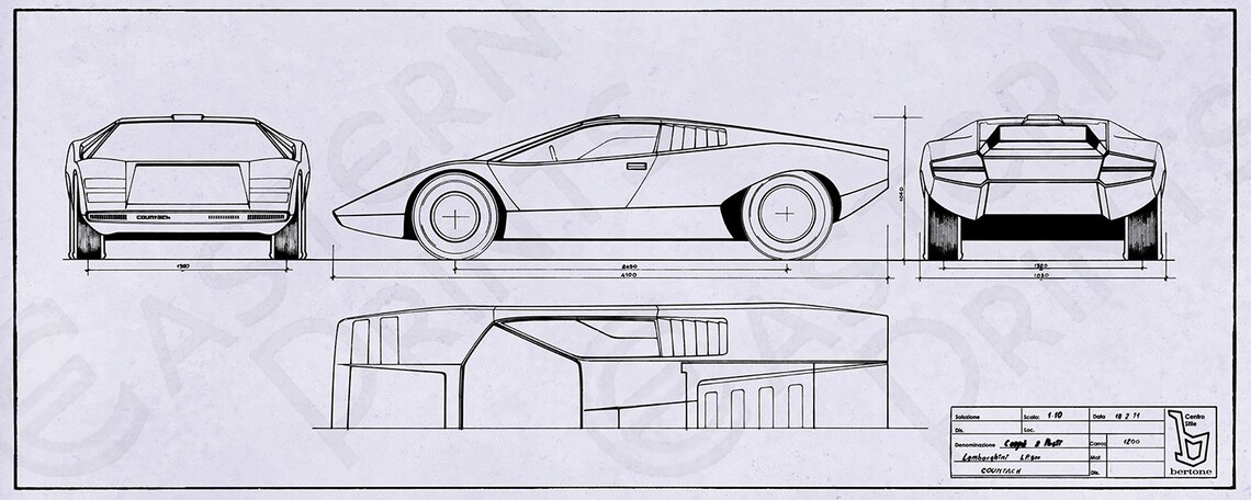 Classic Lamborghini Countach periscopo Blueprint - Etsy