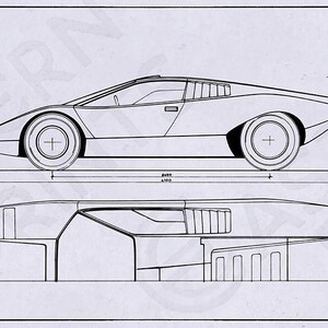 Classic Lamborghini Countach periscopo Blueprint - Etsy
