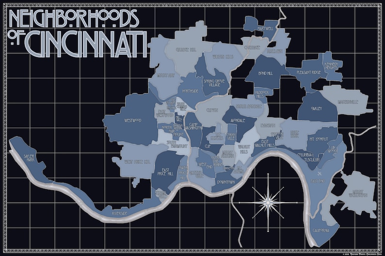 Cincinnati Neighborhoods Art Print - Etsy
