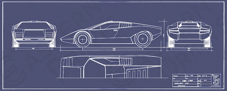Classic Lamborghini Countach periscopo Blueprint - Etsy UK