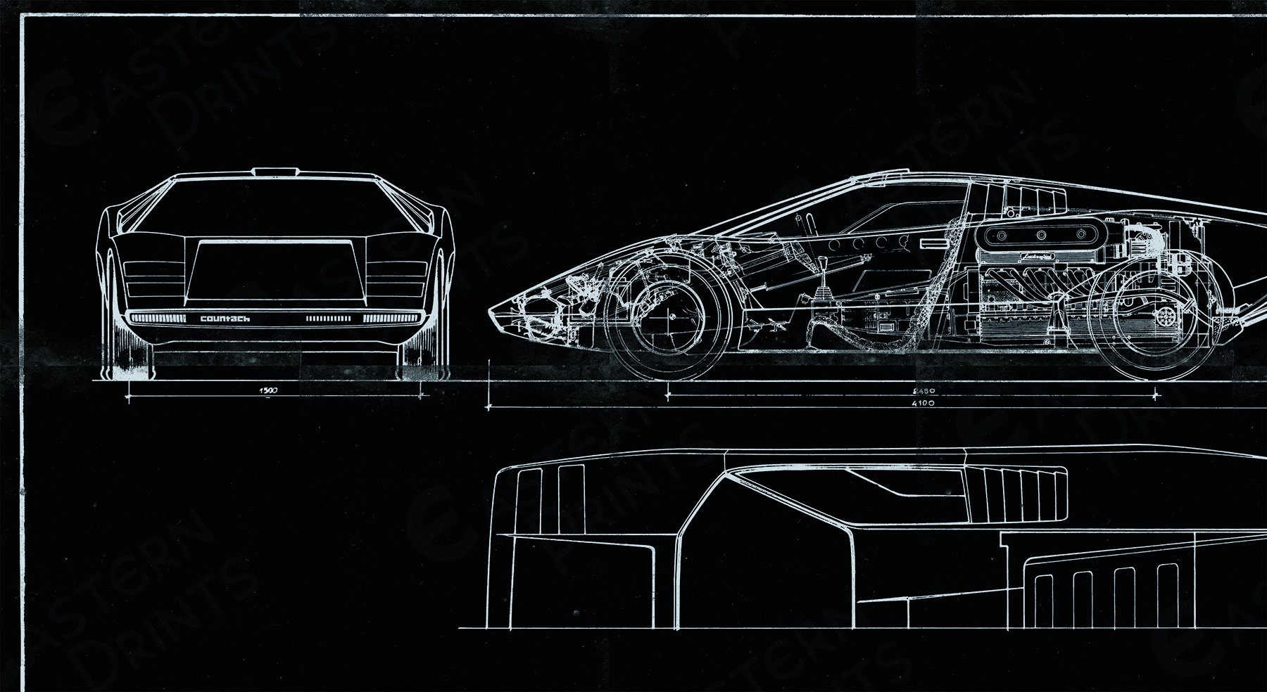 Classic Lamborghini Countach periscopo Blueprint - Etsy