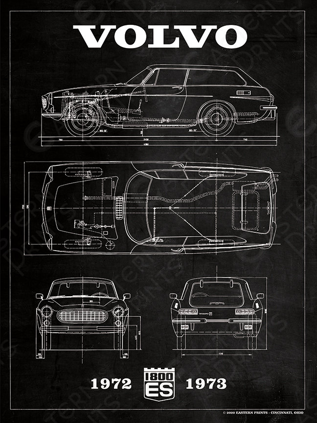 Vintage Volvo P1800ES Blueprint Art Print - Etsy