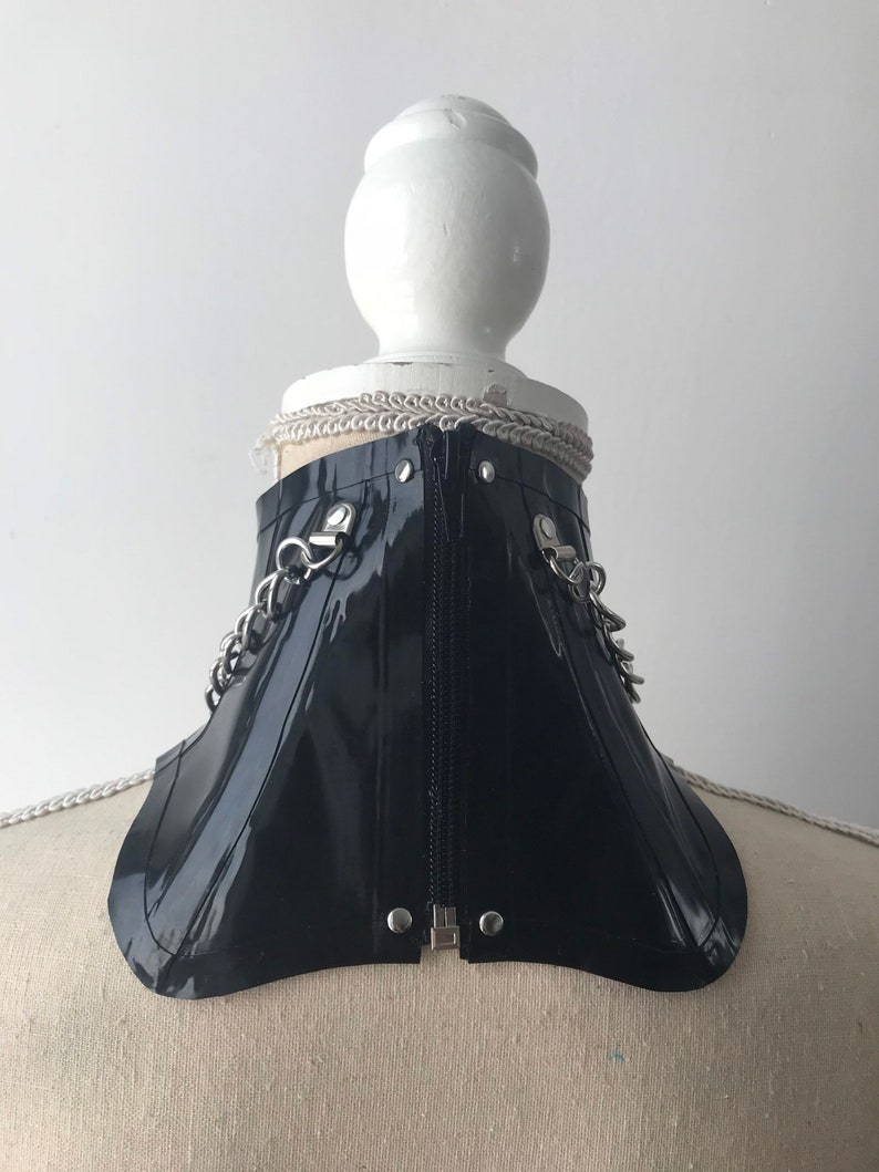 Chained cross latex neck corset | Etsy