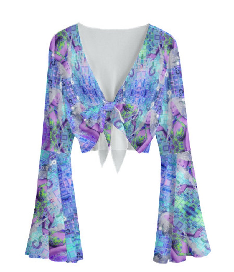 Tipper Bell Sleeve Mesh Tops Festival Clothing Trippy Fabric Pattern ...