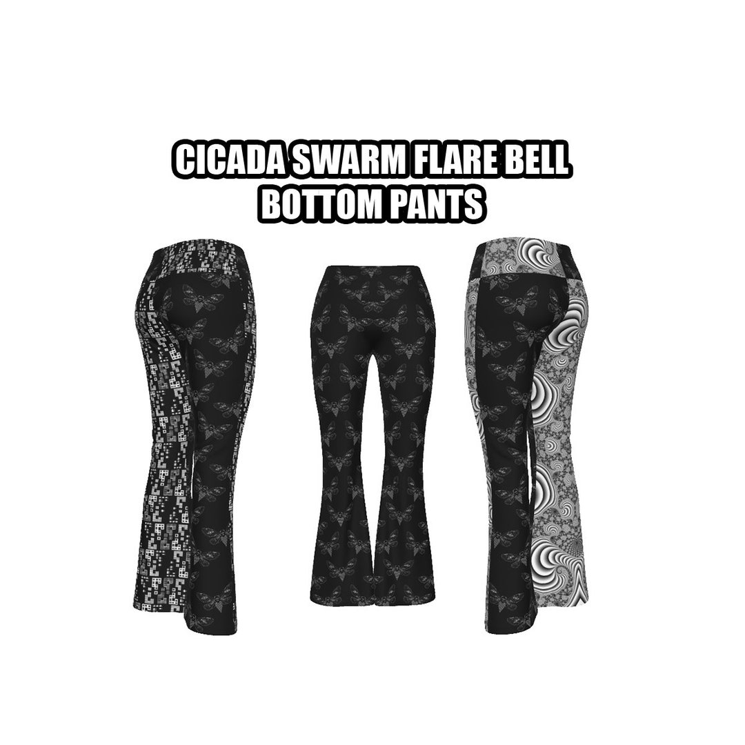 Cicada Swarm Flare Bell Bottom Yoga Pants Orion Festival Outfit Fractal ...