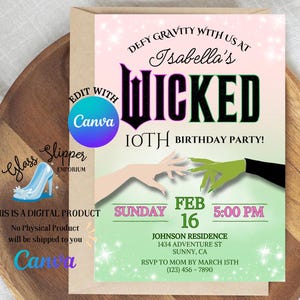 Wicked Birthday Party Invitation, Wicked Party Invite, WICKED Inspired ...